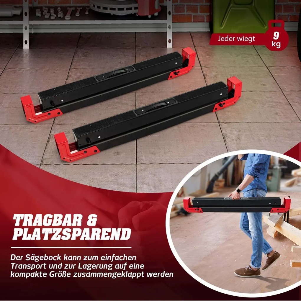 Costway Skládací pila 2 obal vyrobený z oceli 2 × 4 Podpěrná ramena 61,5–82,7 cm