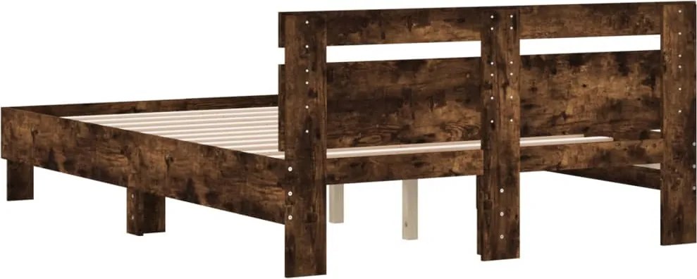 Rám postele s čelem kouřový dub 135 x 190 cm kompozitní dřevo 3207445