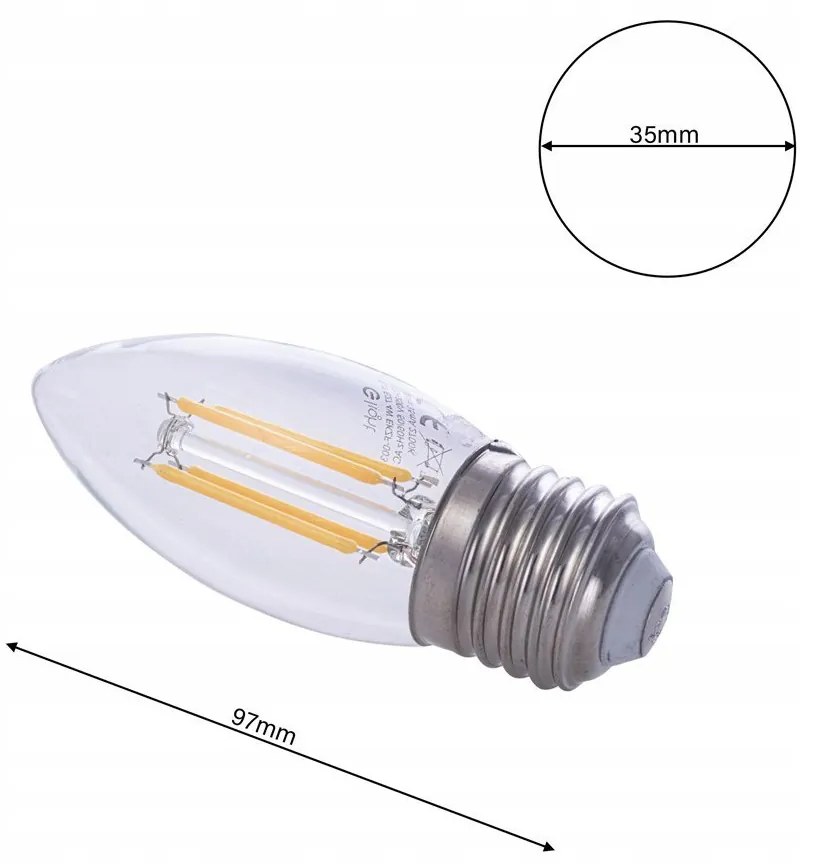 Dekorační LED žárovka E27 teplá 2700K 4W 520 lm svíčka