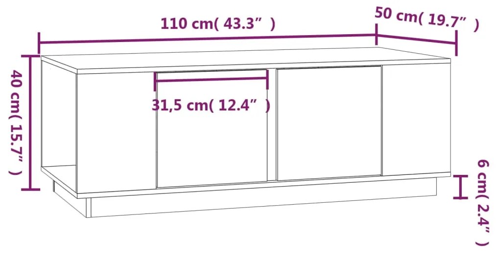 Konferenční stolek 110x50x40 cm masivní borové dřevo - Default Title