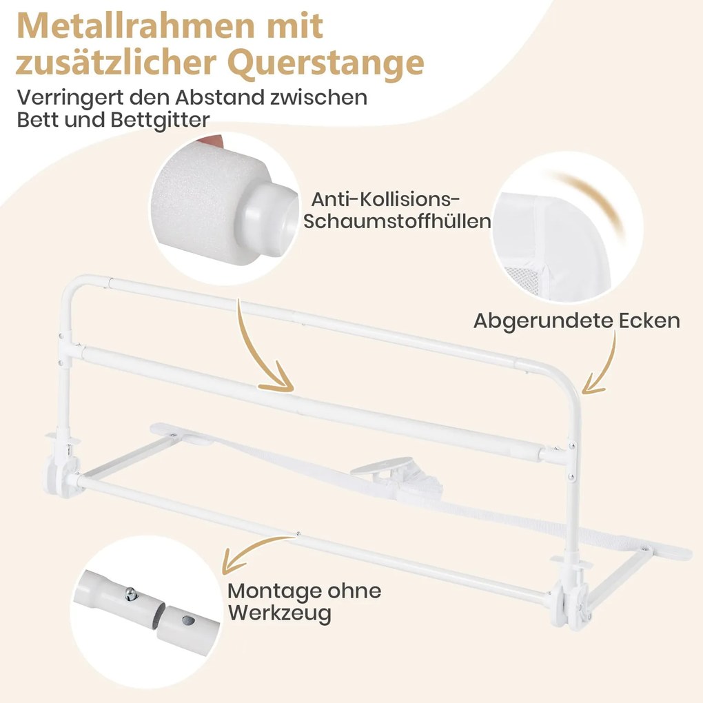 Costway Zábrana na postel pro batolata 100 cm skládací zábrana na dětskou