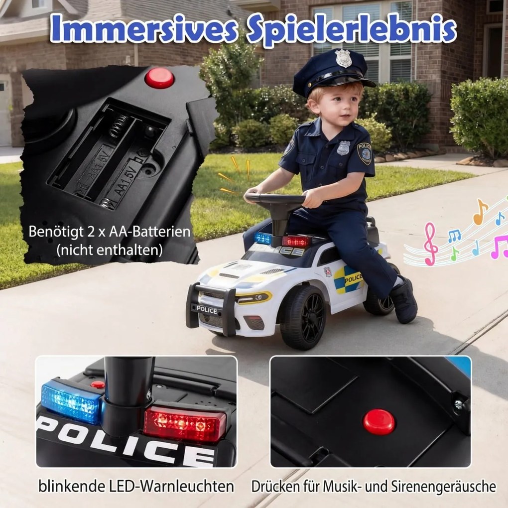 Costway Policejní auto pro batolata Auto s blikajícími světly Hudební siréna