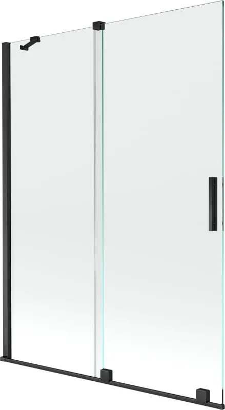 Mexen Velar výsuvná dvoudveřová vanová zástěna 130 x 150 cm, transparentní, černá - 896-130-000-01-70