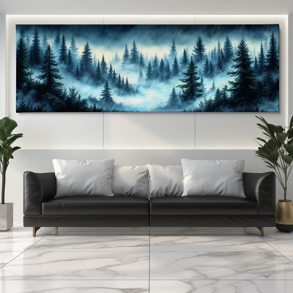 Obraz na plátně - Když déšť a mlha lesy zahalí FeelHappy.cz Velikost obrazu (šířka x výška): 210 x 70 cm