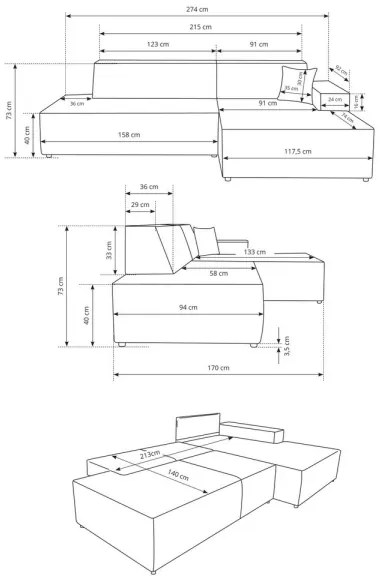 Rozkládací rohová sedací souprava s úložným prostorem do L TERAMO pravá béžová