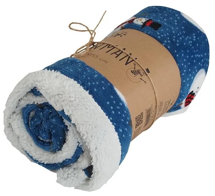 B.E.S. - Petrovice, s.r.o. Dětská deka s beránkem Snowman, dárkové balení - modrá 125x155 cm