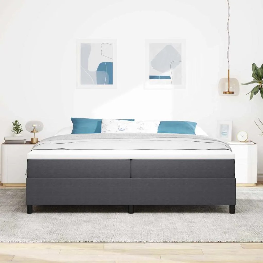 Postel s boxspringem Tmavě šedá a bílá 200 x 200 cm 3337483