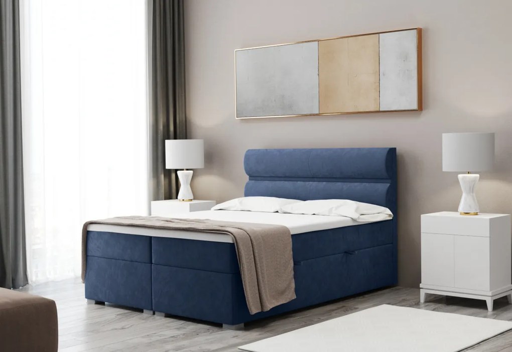 Expedo Čalouňěná postel boxspring FELTA + topper, 140x200, riviera 81