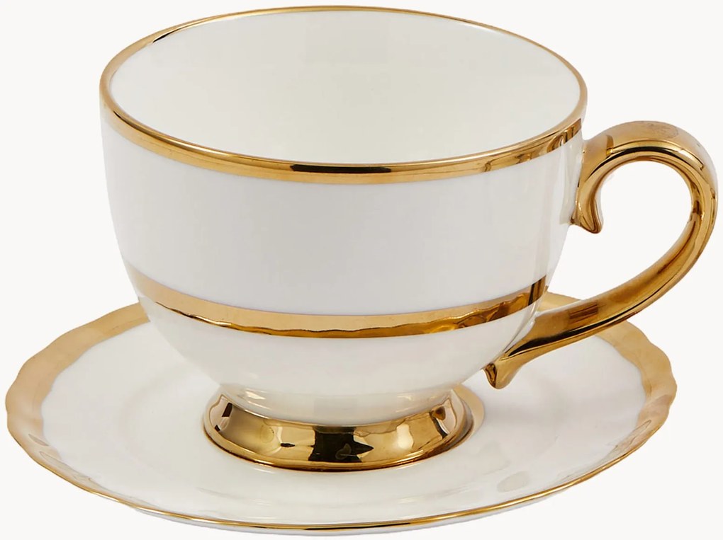Sada porcelánových šálků na čaj's podšálky Golden, 4 díly