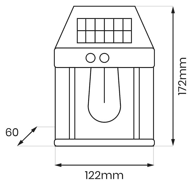 Exteriérové ​​solární nástěnné svítidlo Filo1, 1x transparentní/černé plastové stínítko, pohybový senzor