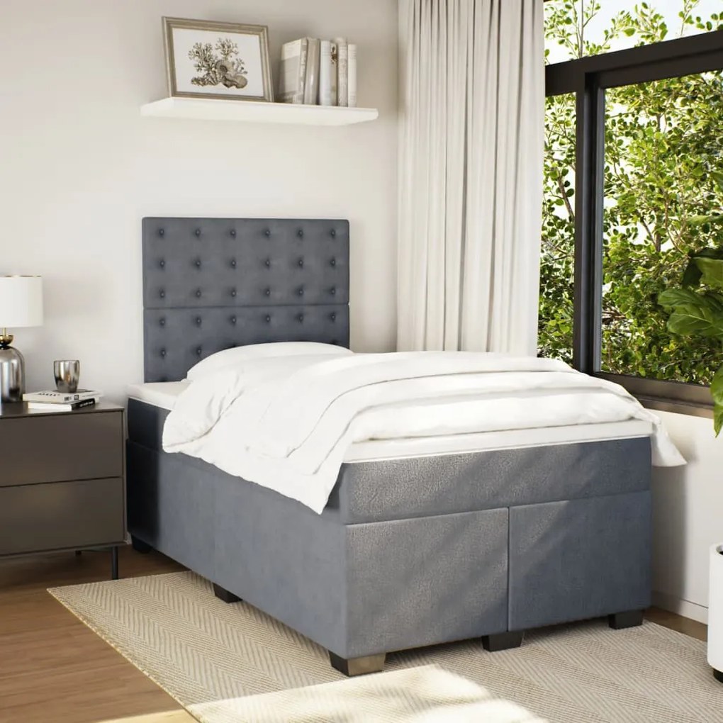 Box spring postel s matrací tmavě šedý 120x190 cm samet 3293171