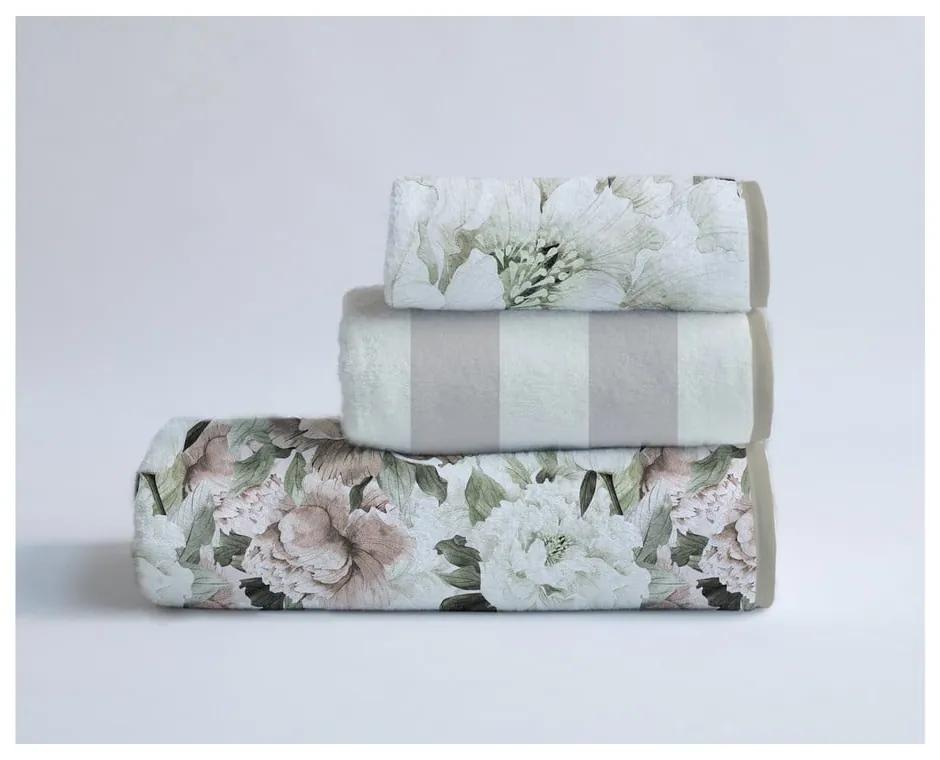 Sada 3 bavlněných ručníků Velvet Atelier Beige Flowers