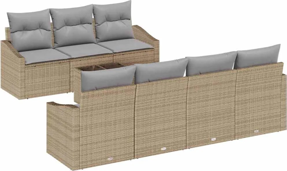 Set pohovek 8 ks Béžová a Světle šedá polyratan 3346630
