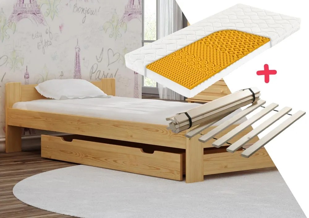 Postel NIKA 90 x 200 cm + sendvičová matrace + rošt