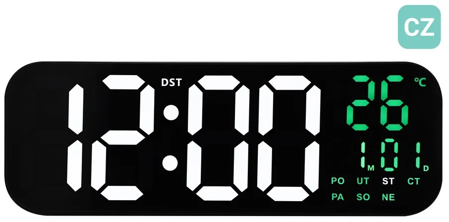JVD Digitální černé hodiny s LED bílými číslicemi JVD DH9016.3