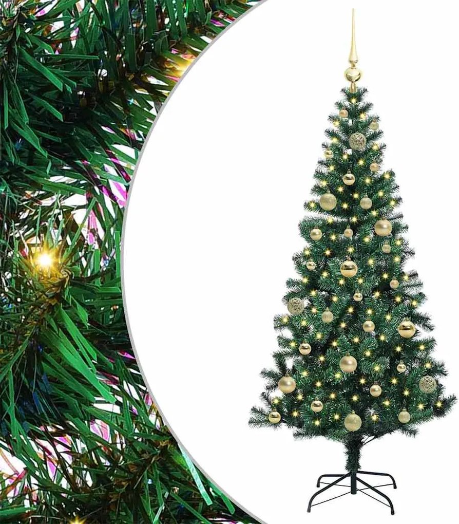 Umělý osvětlený vánoční stromeček Zelená 150 cm PVC a kov 3396753