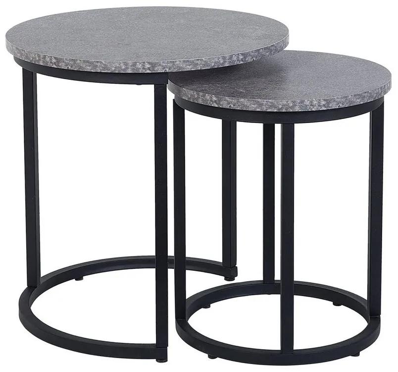 Sada dvou kávových stolků imitace betonu/černé DIXIE Beliani