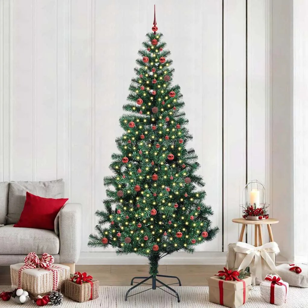 Umělý osvětlený vánoční stromeček Zelená 240 cm PVC a kov 3396788
