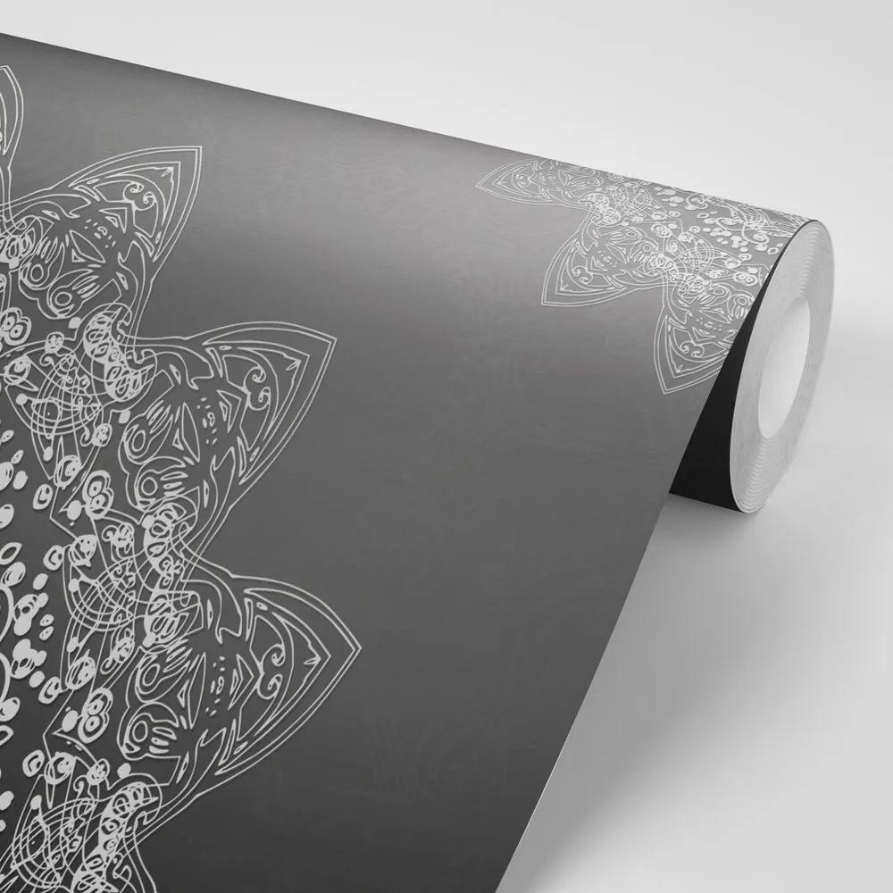 Samolepící tapeta moderní prvky Mandaly v černobílém