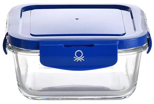 Dóza na potraviny United Colors of Benetton z borosilikátového skla s víkem / 690 ml / polypropylen / modré víko / transparentní