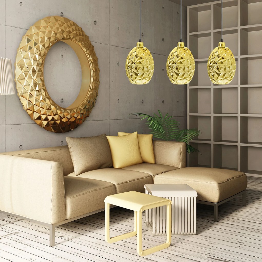 Toolight - Skleněná závěsná lampa APP565-1CP 1xE27 60W, zlatá, OSW-08752