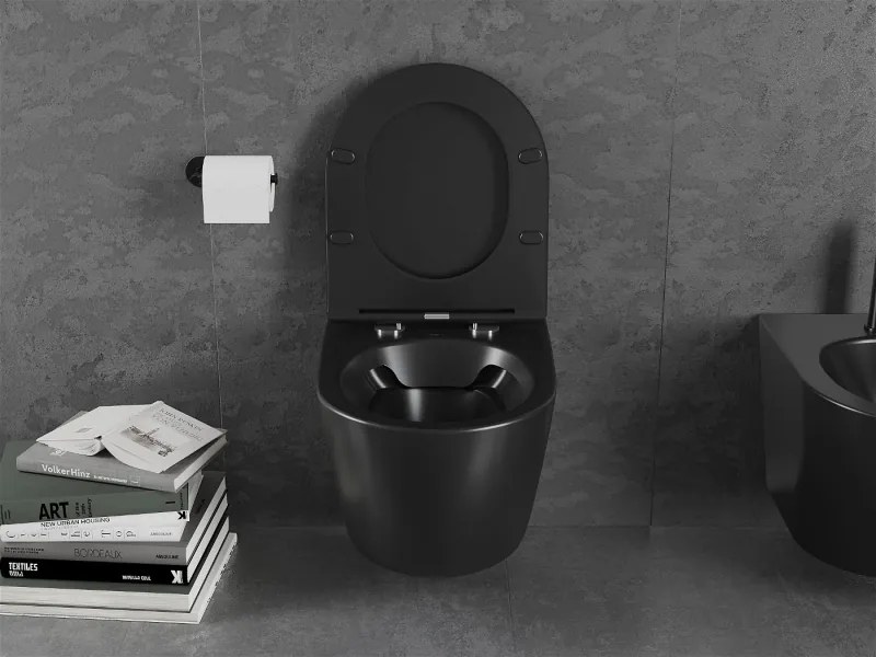 Mexen LENA BLACK WC závěsný klozet rimless, Slim, duroplast 3322XX85 - MEXEN