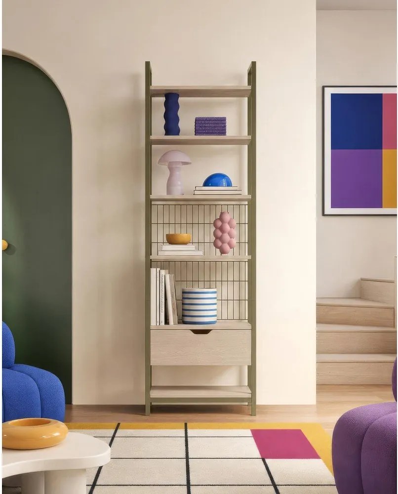 Zelená ocelová knihovna 60x179,5x40 cm Amara – Marckeric
