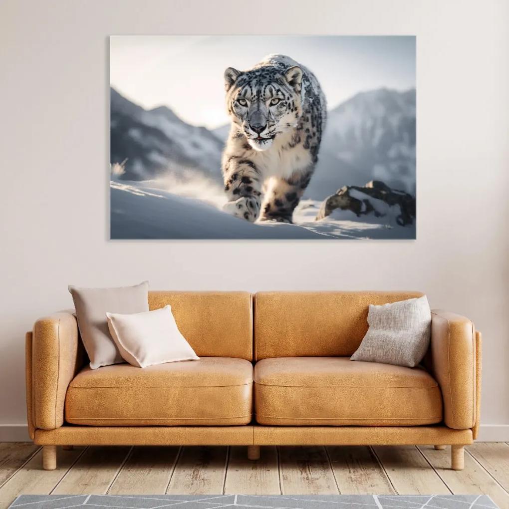 Obraz na plátně - sněžný leopard v horách FeelHappy.cz Velikost obrazu: 120 x 80 cm