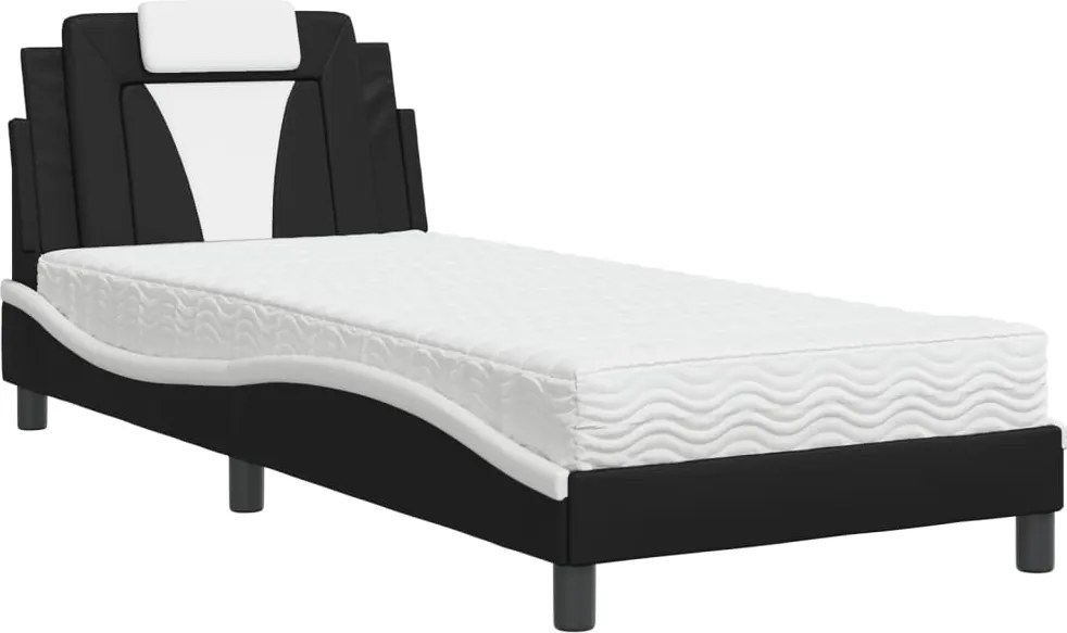Postel Viana s matrací černá a bílá 80 x 200 cm umělá kůže 3208759