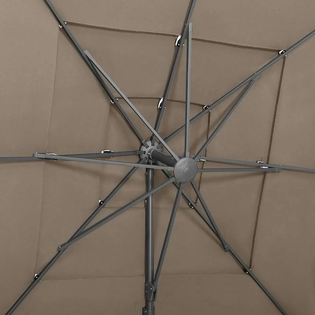 4stupňový zahradní slunečník s hliníkovou tyčí taupe 250x250 cm 313823