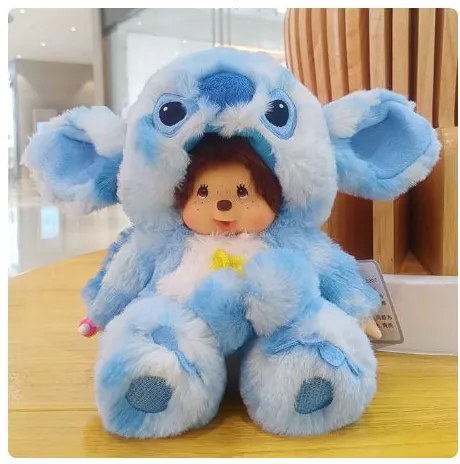 Panenka Monchhichi (mončičák) v kostýmu pohádkové postavy Varianta: Light Blue Stitch