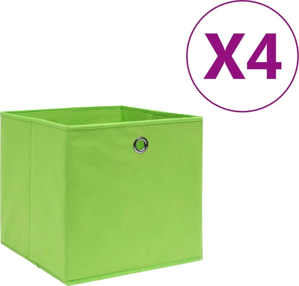 vidaXL Úložné boxy 4 ks netkaná textilie 28 x 28 x 28 cm [325188] Barva: červená s víky