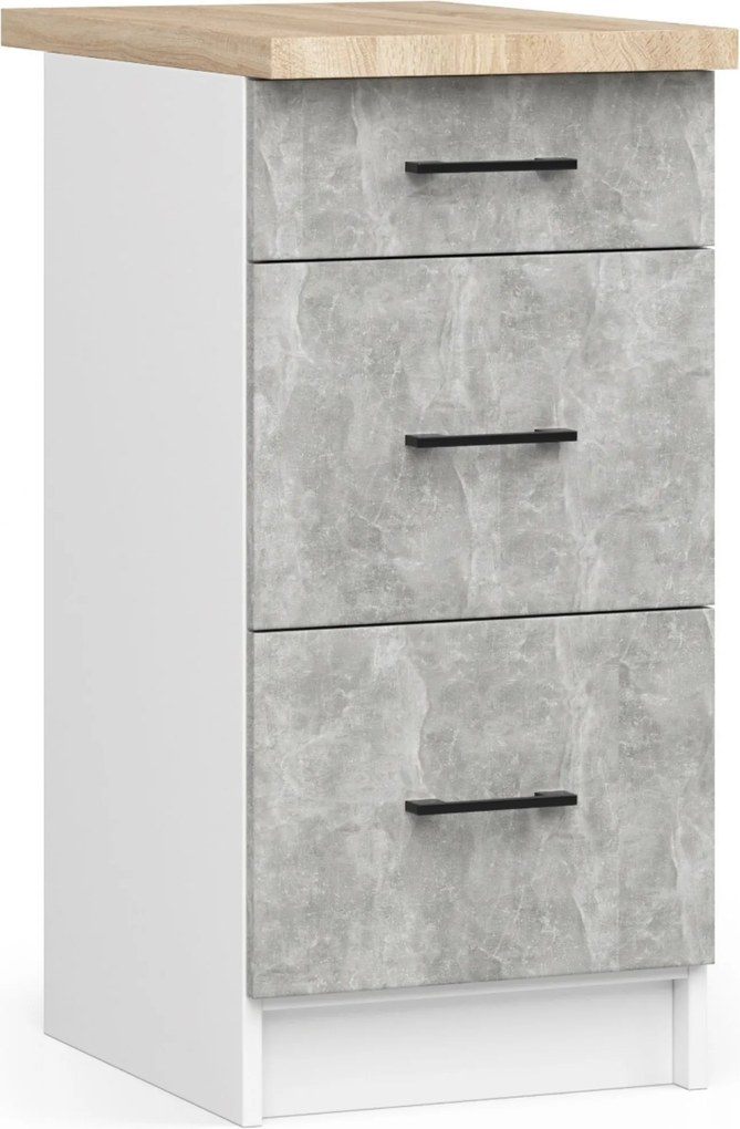 Kuchyňská skříňka Olivia S40 SZ3 bílá/beton