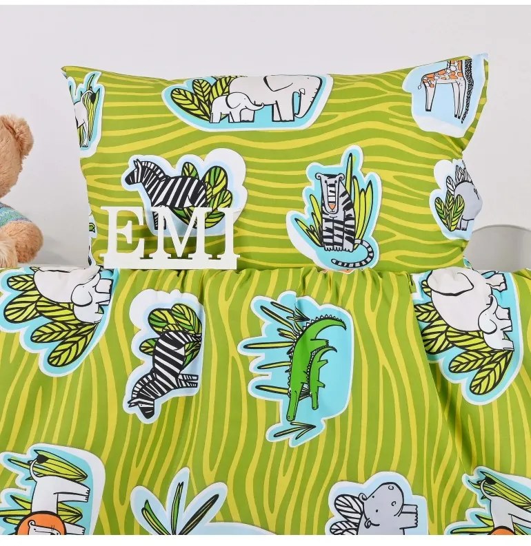 Povlečení dětské Jungle zelené EMI, Dětský set 90x130 + 45x65