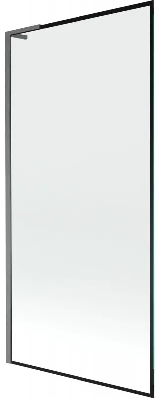 Mexen Next L, 1-křídlová vanová zástěna 90 x 150 cm, 6mm čiré sklo-černý vzor, grafitový profil, 895-090-000-03-70-66