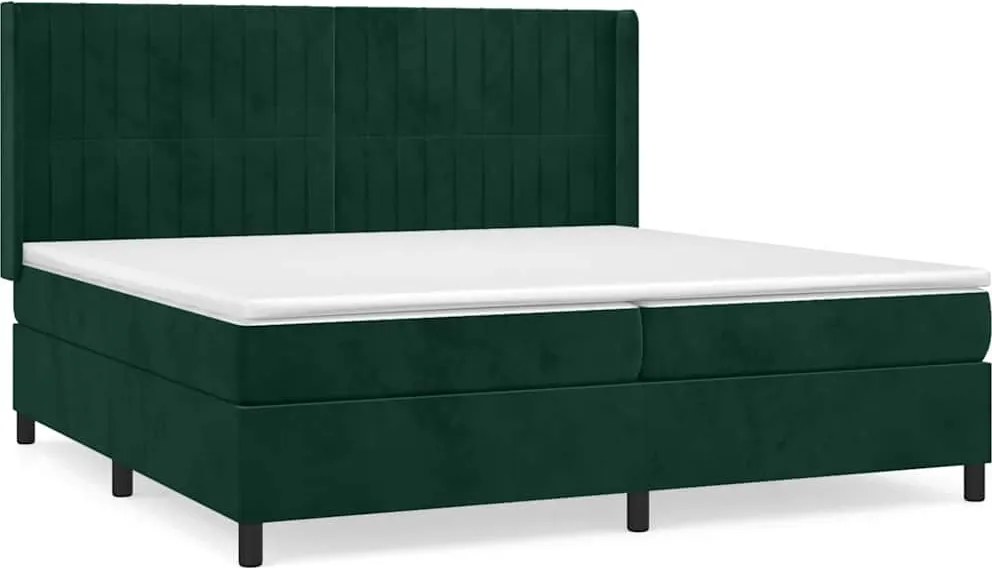Box spring postel s matrací tmavě zelená 200x200 cm samet 3132822
