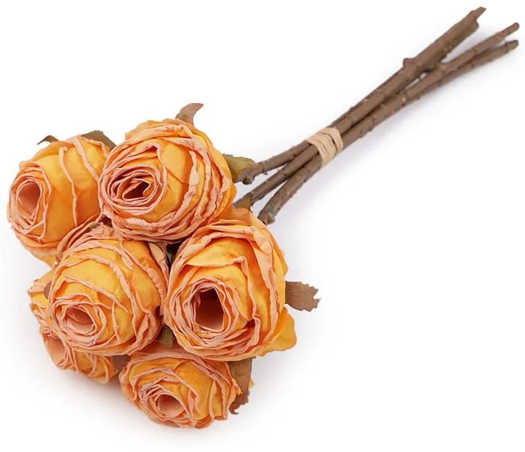 Umělá růže vintage svazek - 6 lososová