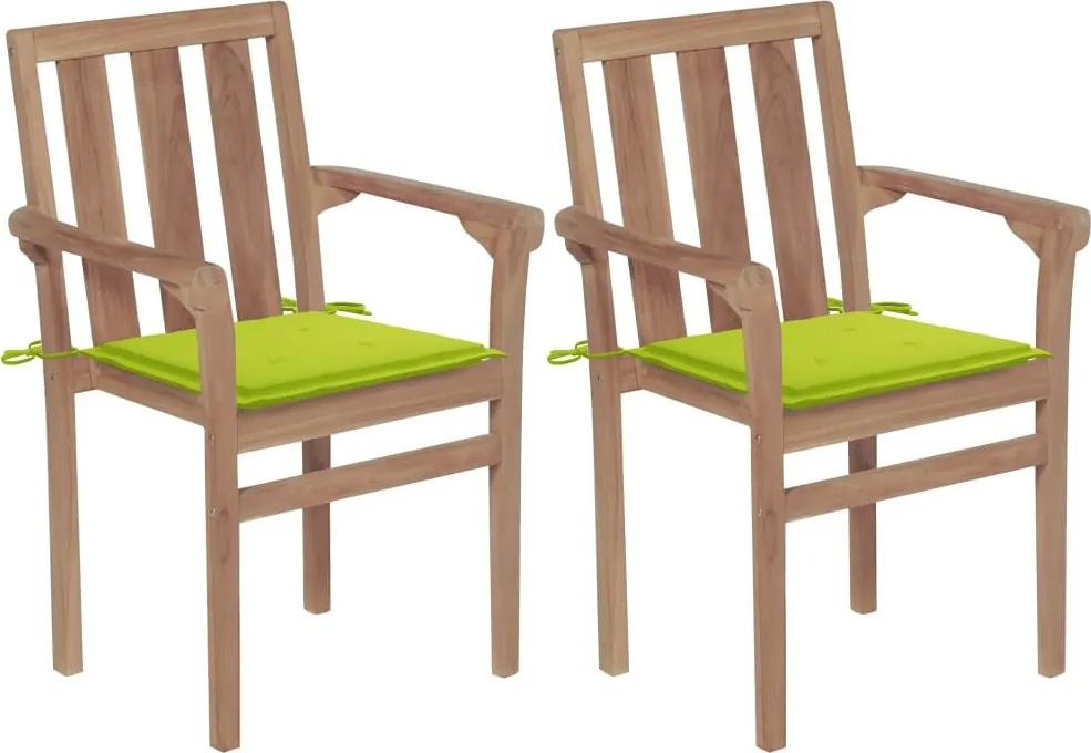 vidaXL Zahradní židle 2 ks s mi poduškami masivní teak [3062220] Barva: Šedá