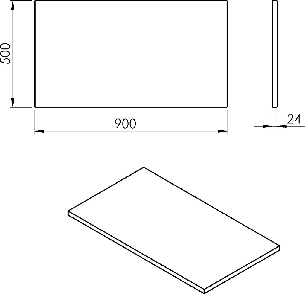 Sapho PLATO deska Rockstone 900 x 24 x 500 mm bílá mat PL090-0101