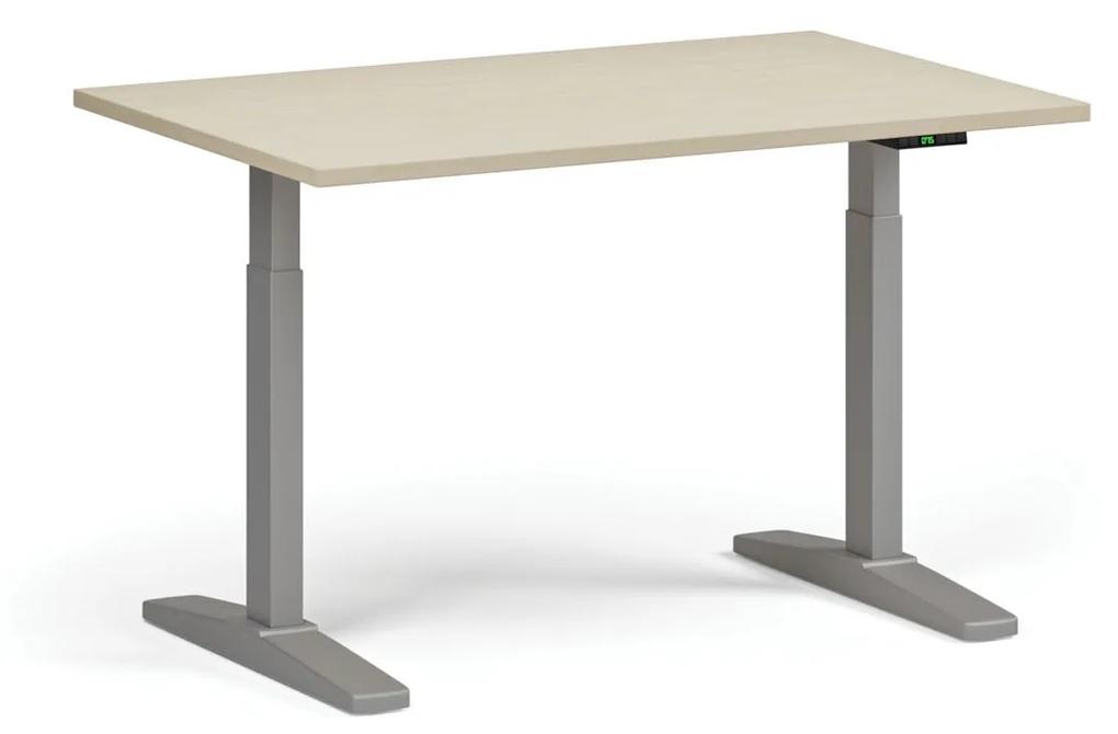 Výškově nastavitelný stůl, elektrický, 675-1325 mm, deska 1200x800 mm, šedá podnož, bříza