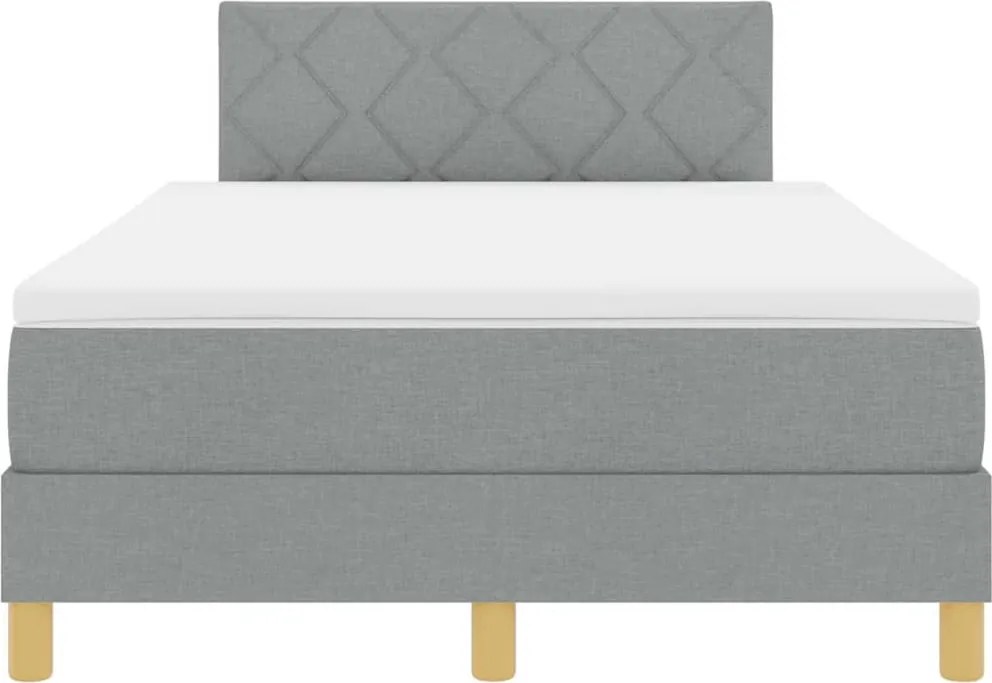 Postel s boxspringem s čelo Světle šedá 120 x 190 cm textil 3338979