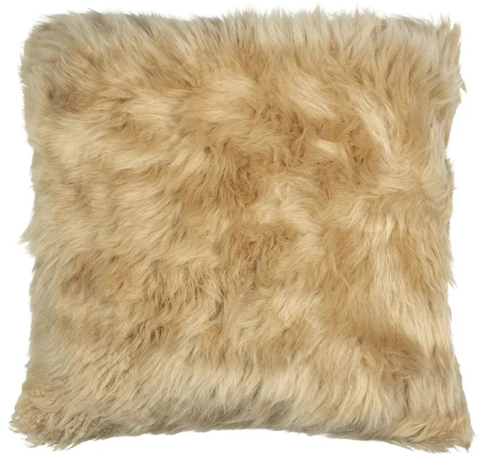 Dekorační polštář z ovčí kožešiny pískový, 40 x 40 cm