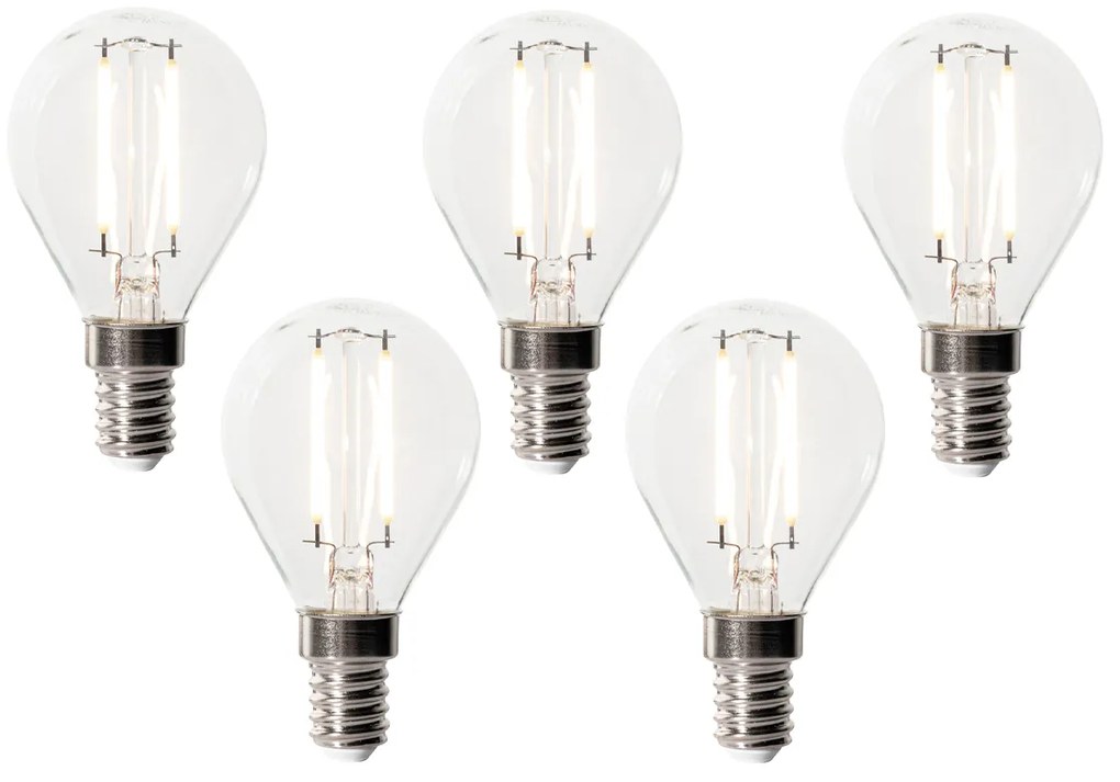 Sada 5 stmívatelných LED žárovek E14 P45 čiré sklo 3W 350 lm 3000K