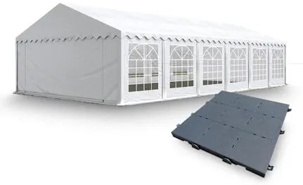 Zahradní Párty stan 6x12m PVC Standard PLUS + PLASTOVÁ PODLAHA 288ks Barva: Zeleno-bílá