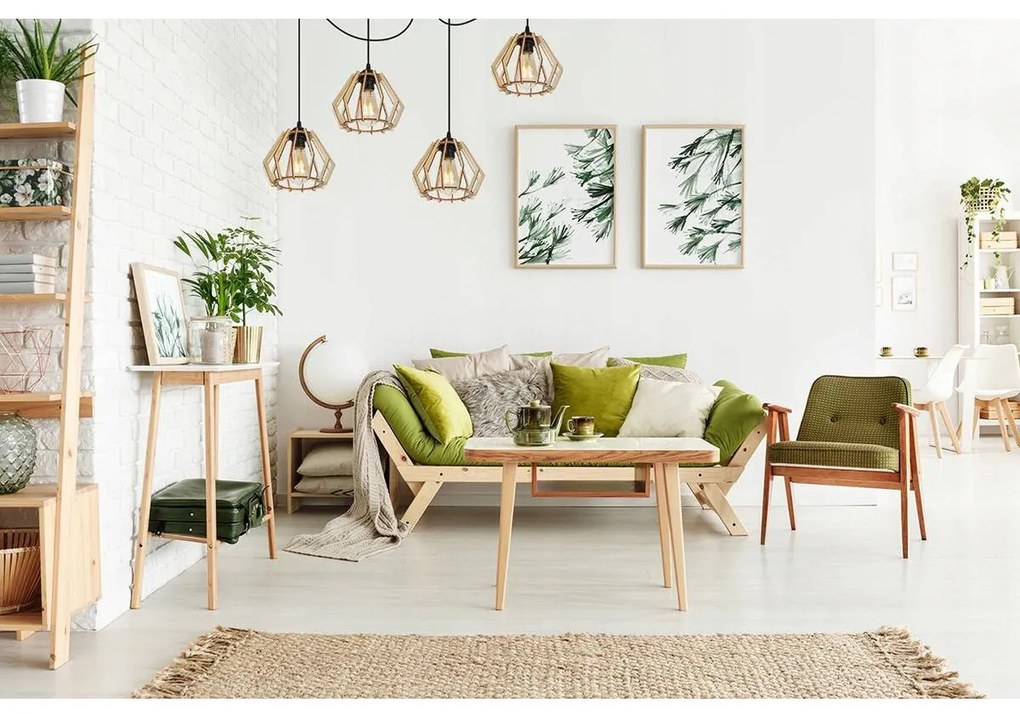 Závěsné svítidlo Timber, 4x dřevěné stínítko