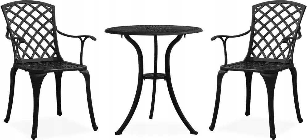 Fionshop 264039588 vidaXL 3dílný bistro set litý hliník černý