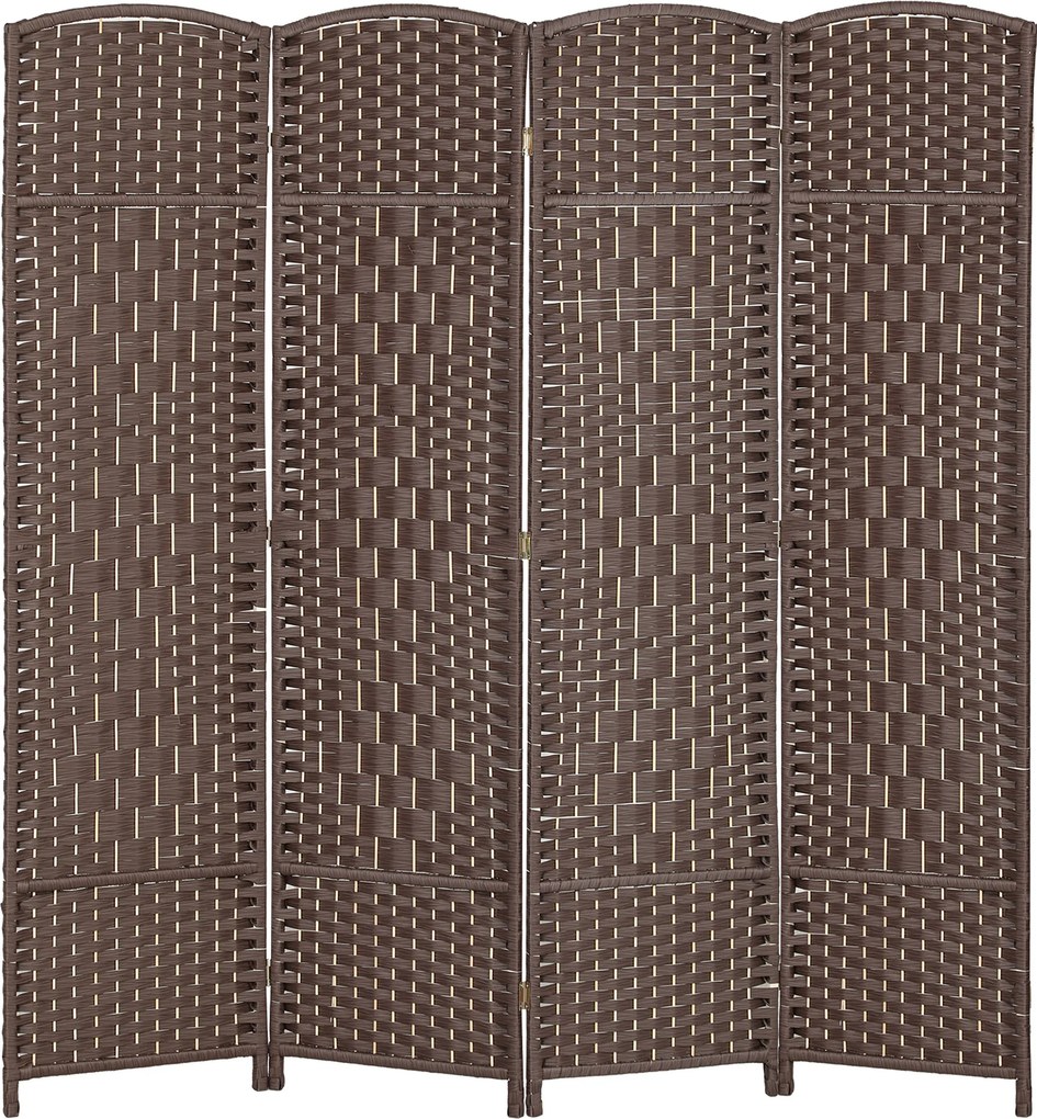 HOMCOM vnitřní paraván ze dřeva 4 panely skládací dělič prostoru pro obývací pokoj, ložnici 180 x 180 cm hnědá