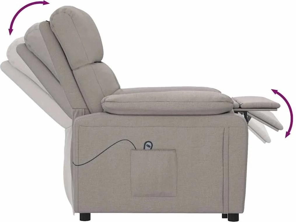 Elektrické polohovací křeslo taupe textil 3073810
