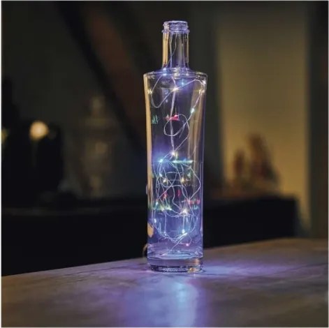 Vánoční osvětlení EMOS D3AM04 ZY1951 20LED nano řetěz stříbrný 1,9m 2xAA multicolor s časovačem