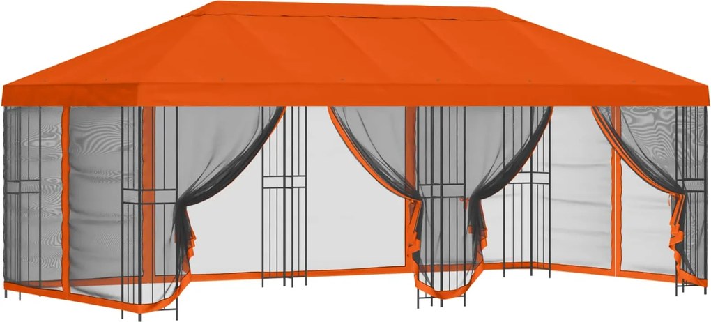 Altán s bočními stěnami 6 x 3 m Oranžová Polyester a ocel 3376002